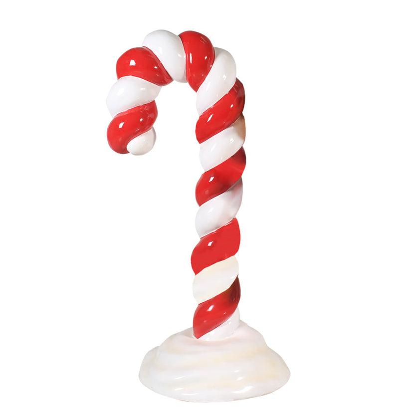 Large Fiberglass Candy Cane in Snow Statue, 47" (4 styles - sold indiv ...
