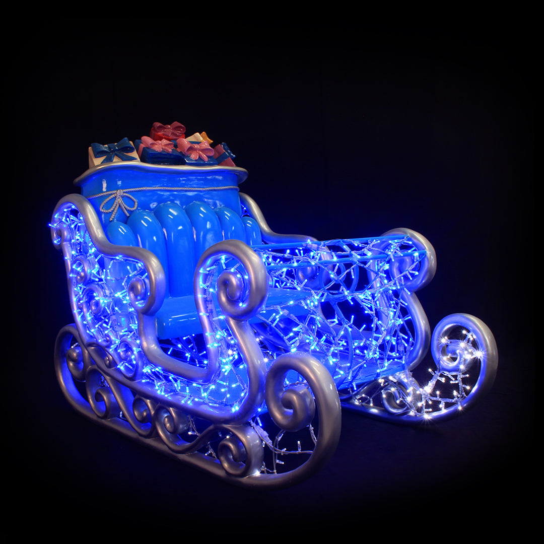 Large Santa Sleigh Prop, LED Lit w/Fiberglass, 79" – Christmas In America