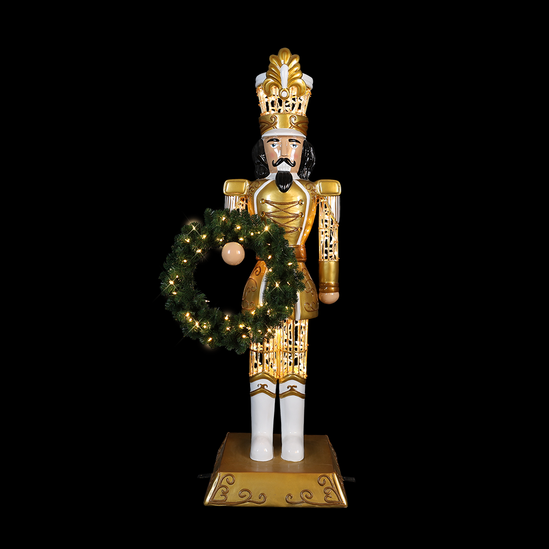 Large Fiberglass Royal Soldier Nutcracker Figure, LED Lit, 6ft (Gold ...