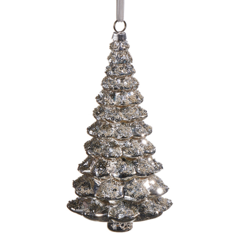 Silver Sparkle Tree Ornament, 7" – Christmas In America