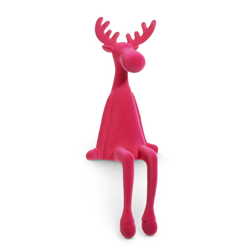 Hot Pink Flocked Sitting Moose Figurine, 19" – Christmas In America