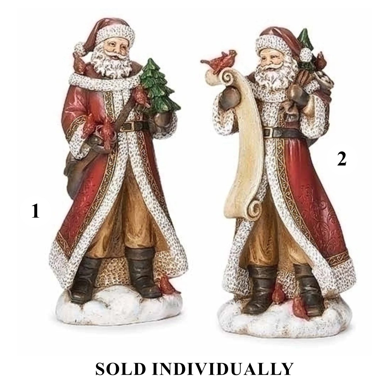 Santa w/ Cardinals Resin Figurine, 10" (2 styles - sold individually ...