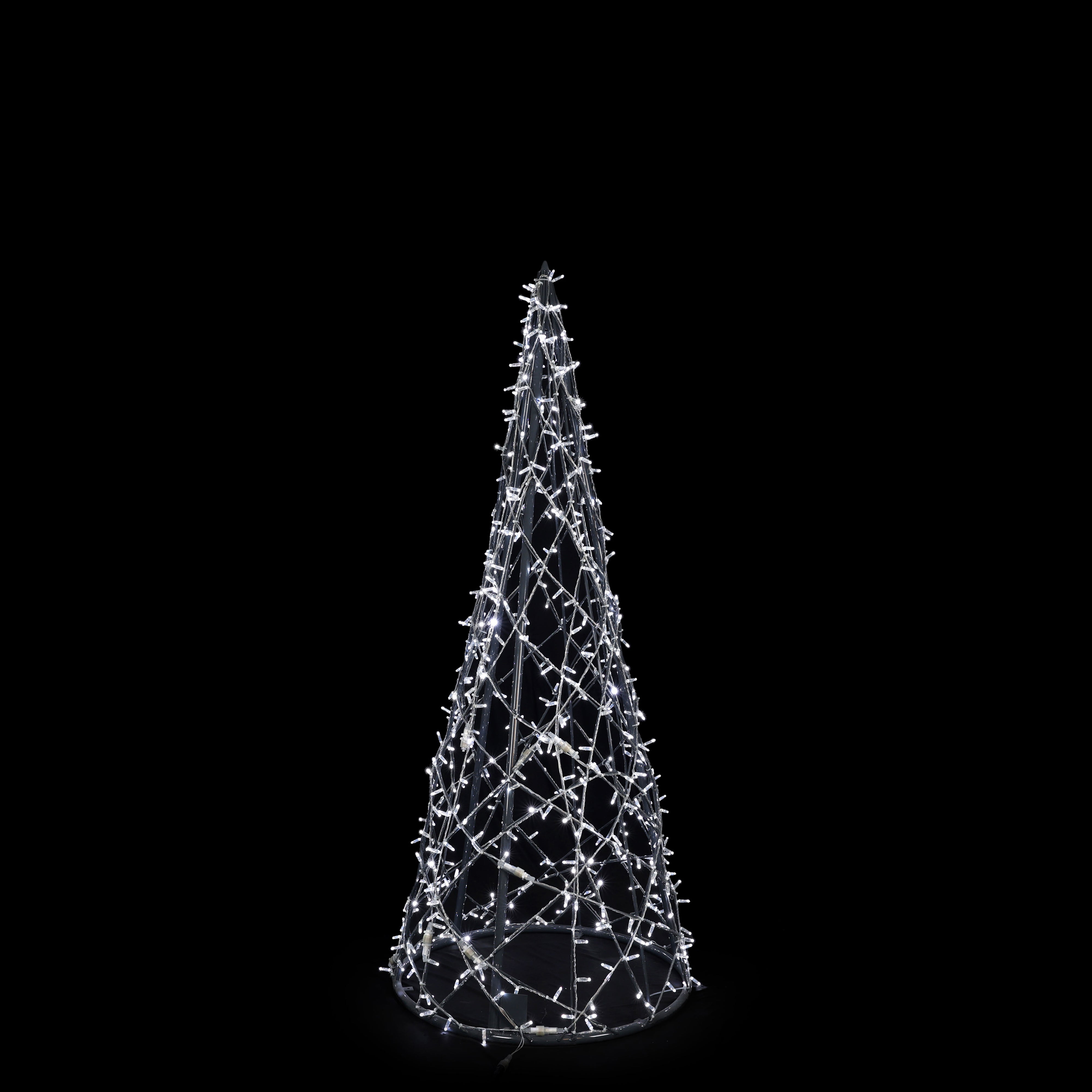 Life-size Christmas Cone Struct Tree, LED Lit (Gunmetal/Cold White), 7 ...