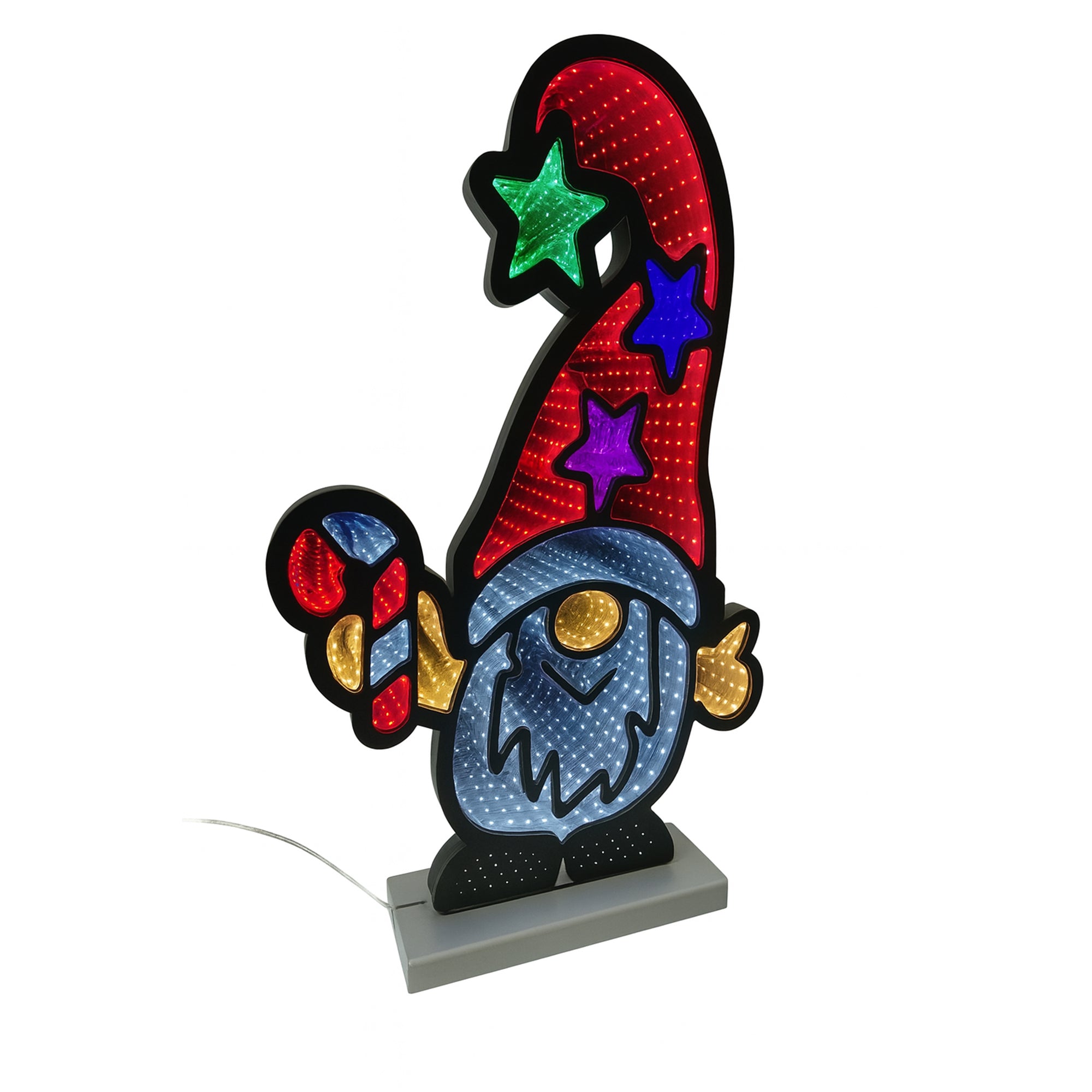 Gnome W/Candy Cane Infinity Light, Acrylic w/UL Plug, 16" – Christmas ...