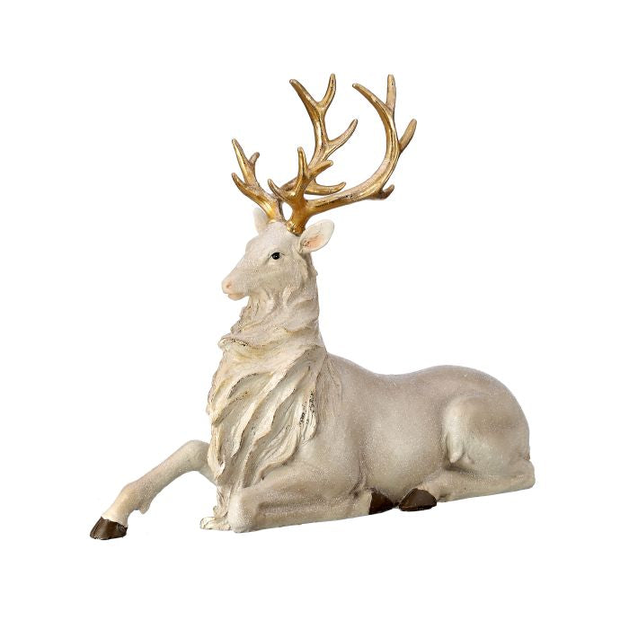 Resin Champagne Frost Laying Elk, 14" – Christmas In America