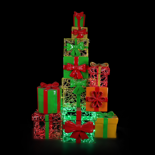 Large Gift Tower Decoration, LED Lit w/Fiberglass, 83" – Christmas In ...
