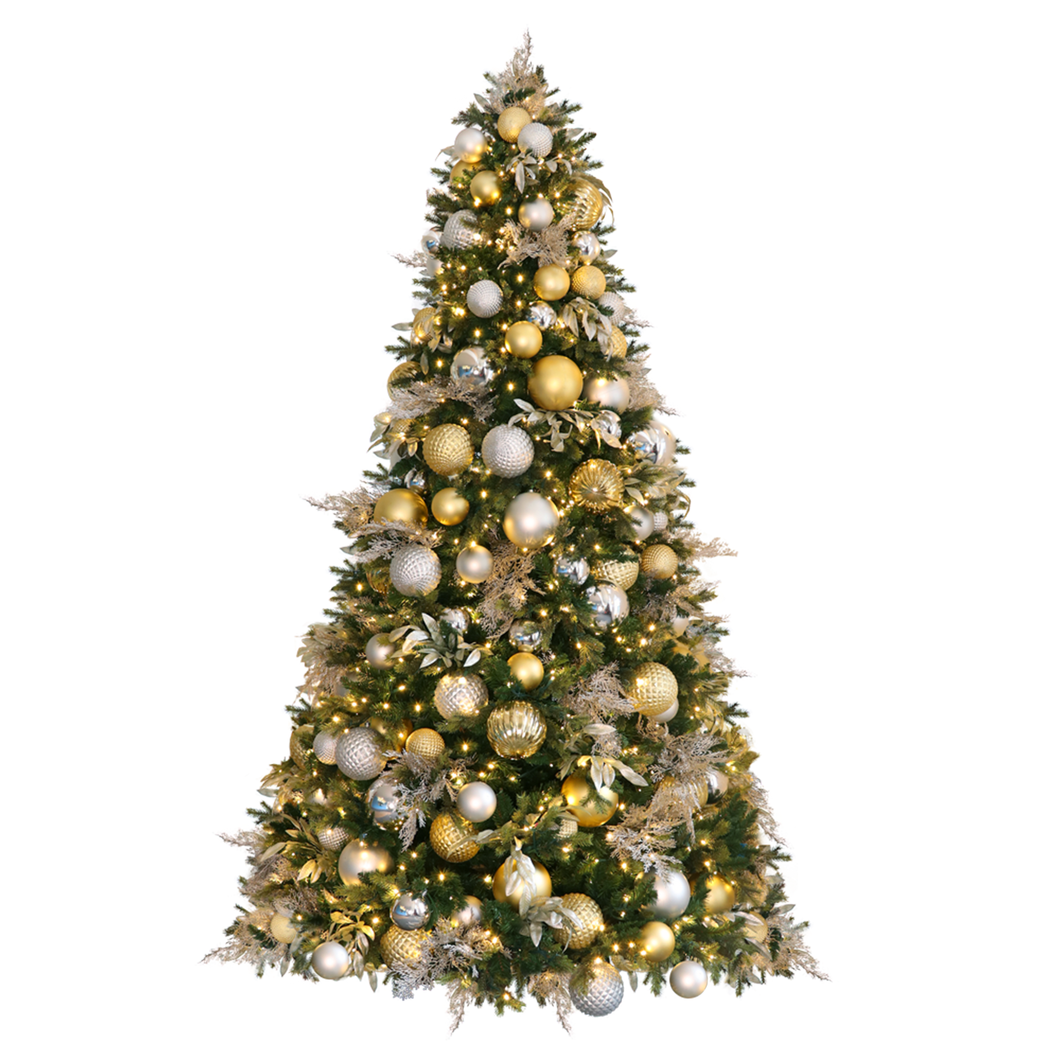 Hinged Pre-Decorated Artificial Christmas Tree, LED Lit, Warm White (7 ...
